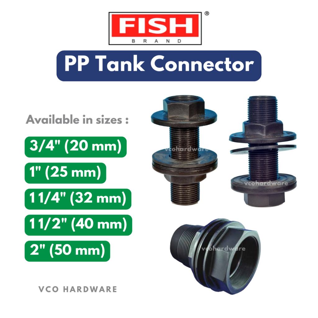 Fish Brand PP Poly Tank Connector Poly Threaded Fitting | Shopee Malaysia