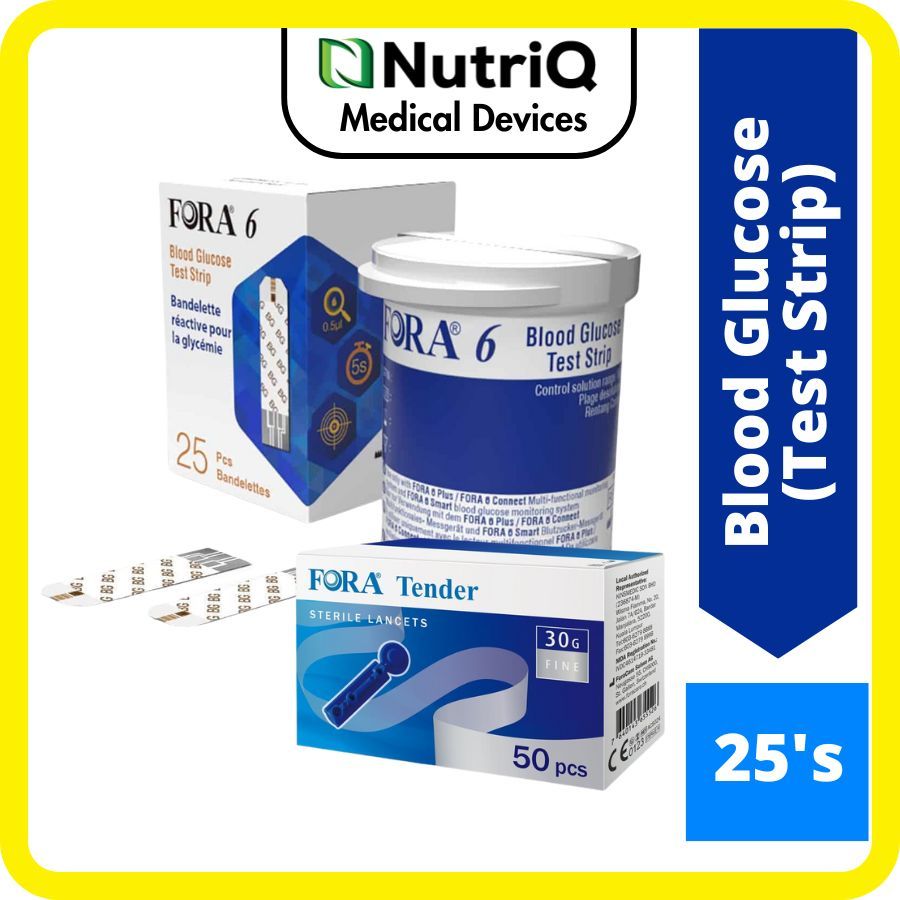 FORA 6 Plus Blood Glucose Test Strip (25's) Diabetes Test Kit | Shopee ...