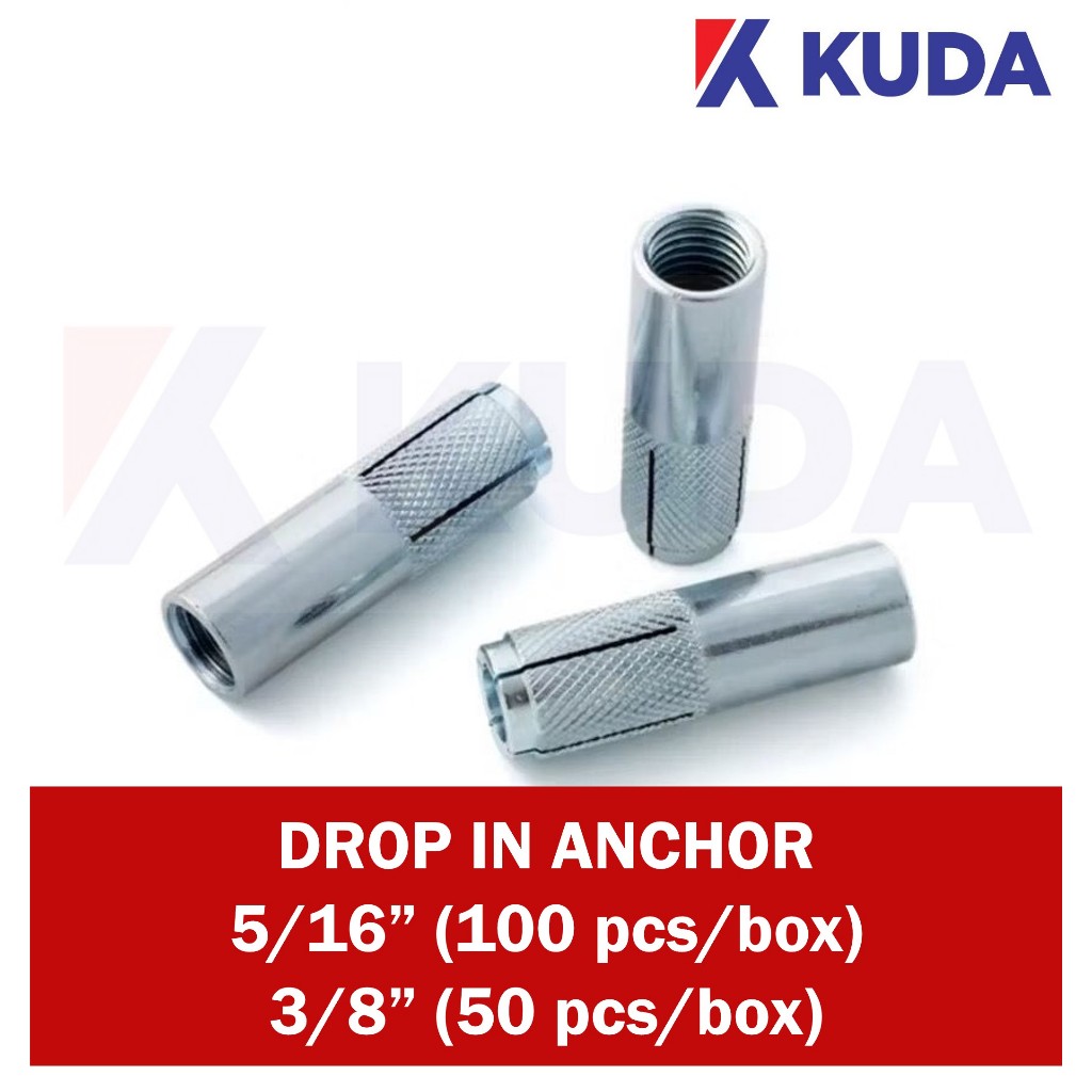 (50pcs / 100pcs) Drop In Anchor 5/16" 3/8" 1/2" Wall Plug Galvanized Sleeve Anchor Inner Bolt ...