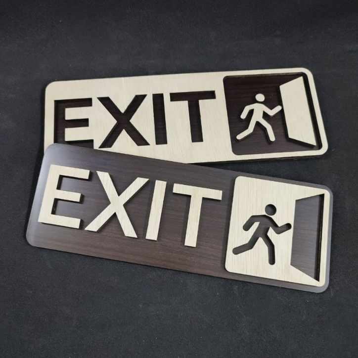 (Top Craft) Papan Tanda Pintu Keluar Exit Sign Wood Signage Minimalis ...