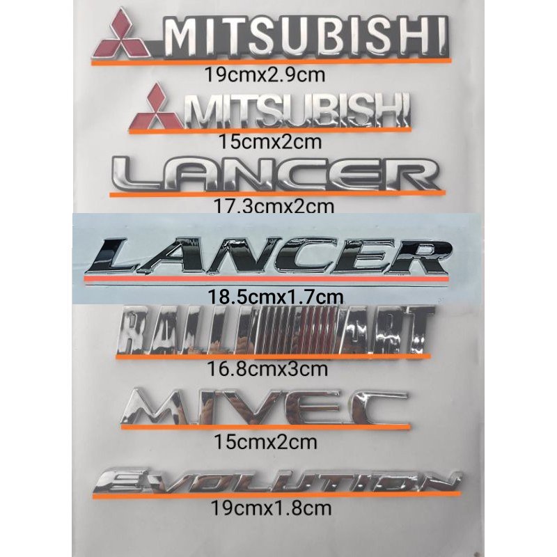 Emblem Logo Badge 3D Chrome Mitsubishi/Lancer/Ralliart/Mivec/Evolution ...