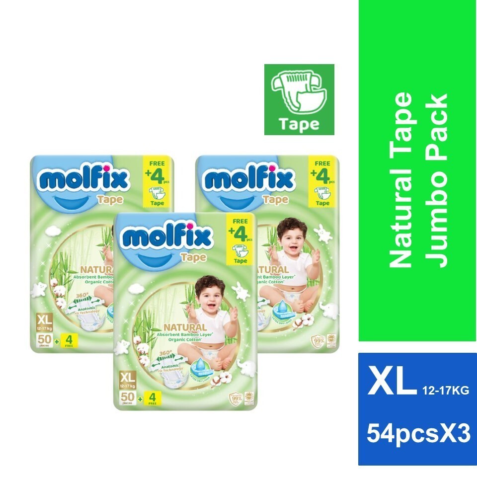 [Bundle of 3] Molfix Natural Super Jumbo Pack - XL54 | Shopee Malaysia