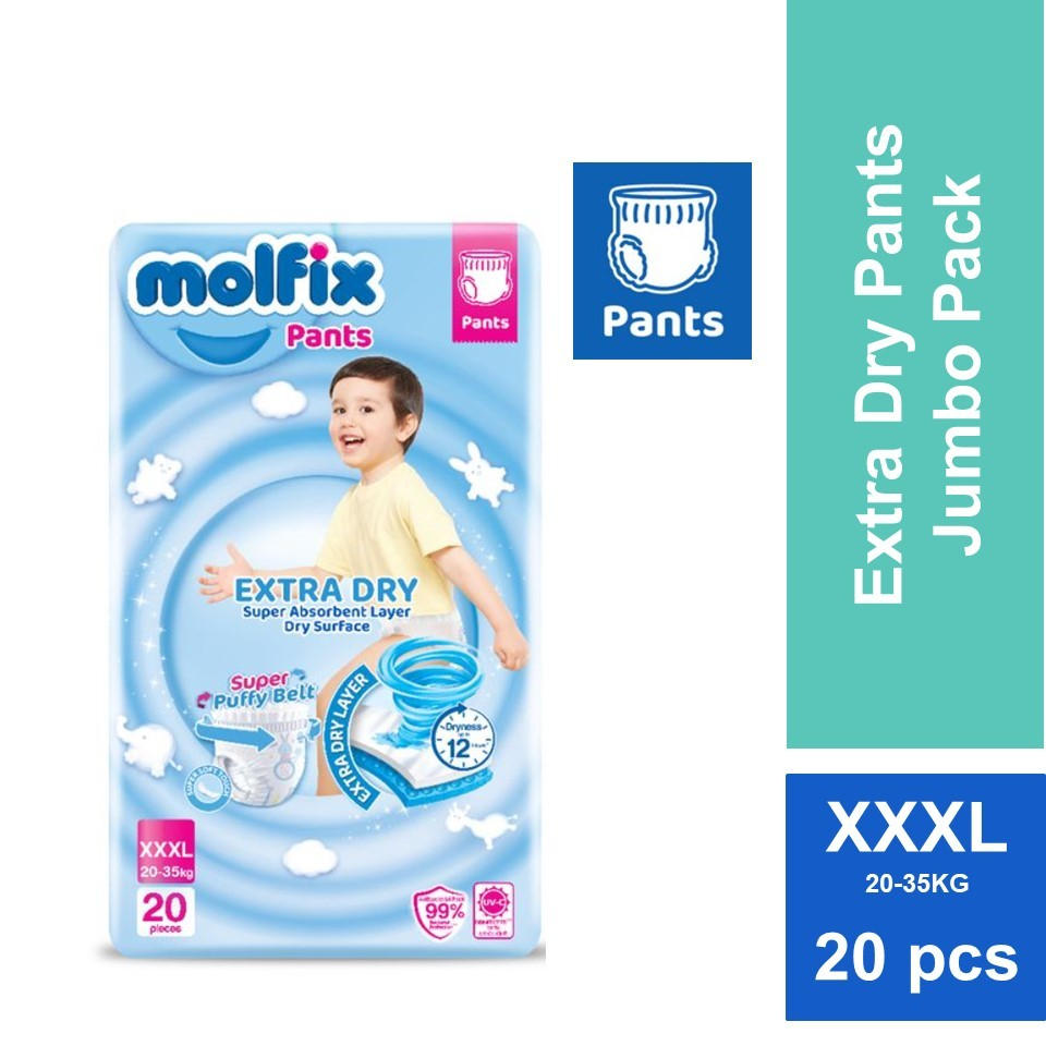 Molfix Extra Dry Pants Jumbo Pack - XXXL20 (1 Pack) | Shopee Malaysia