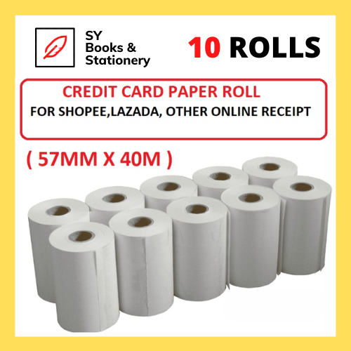 Thermal Receipt Paper Roll 57mm x 40mm (10 Rolls) / Pos Receipt / Resit ...