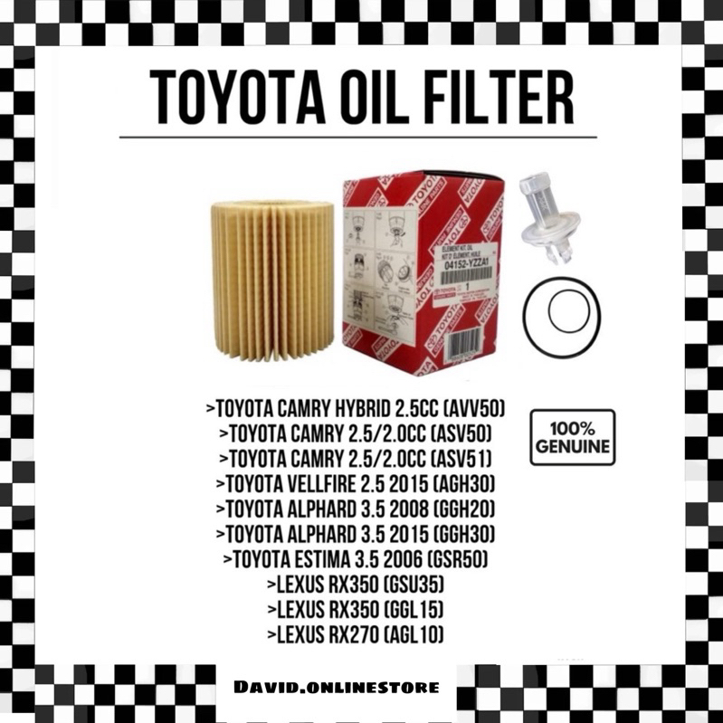 Toyota oil filter For Toyota Camry, VellFire Alphard, Estima, Lexus ...