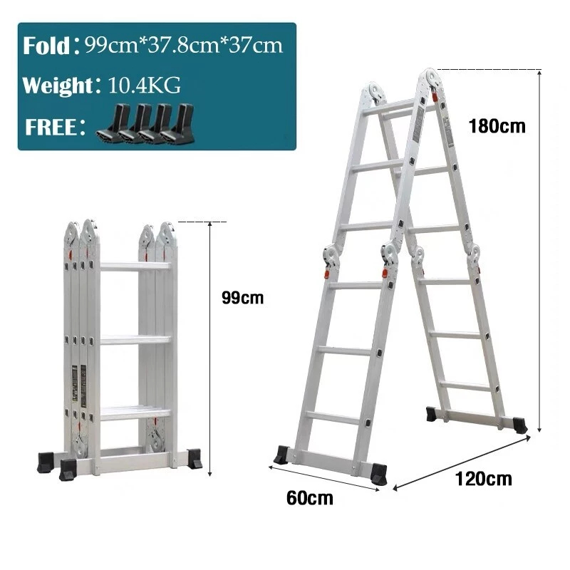 🚀Fast delivery🚀Aluminium Folding ladder 4.7m/3.7m Folding ladder 4x5 ...