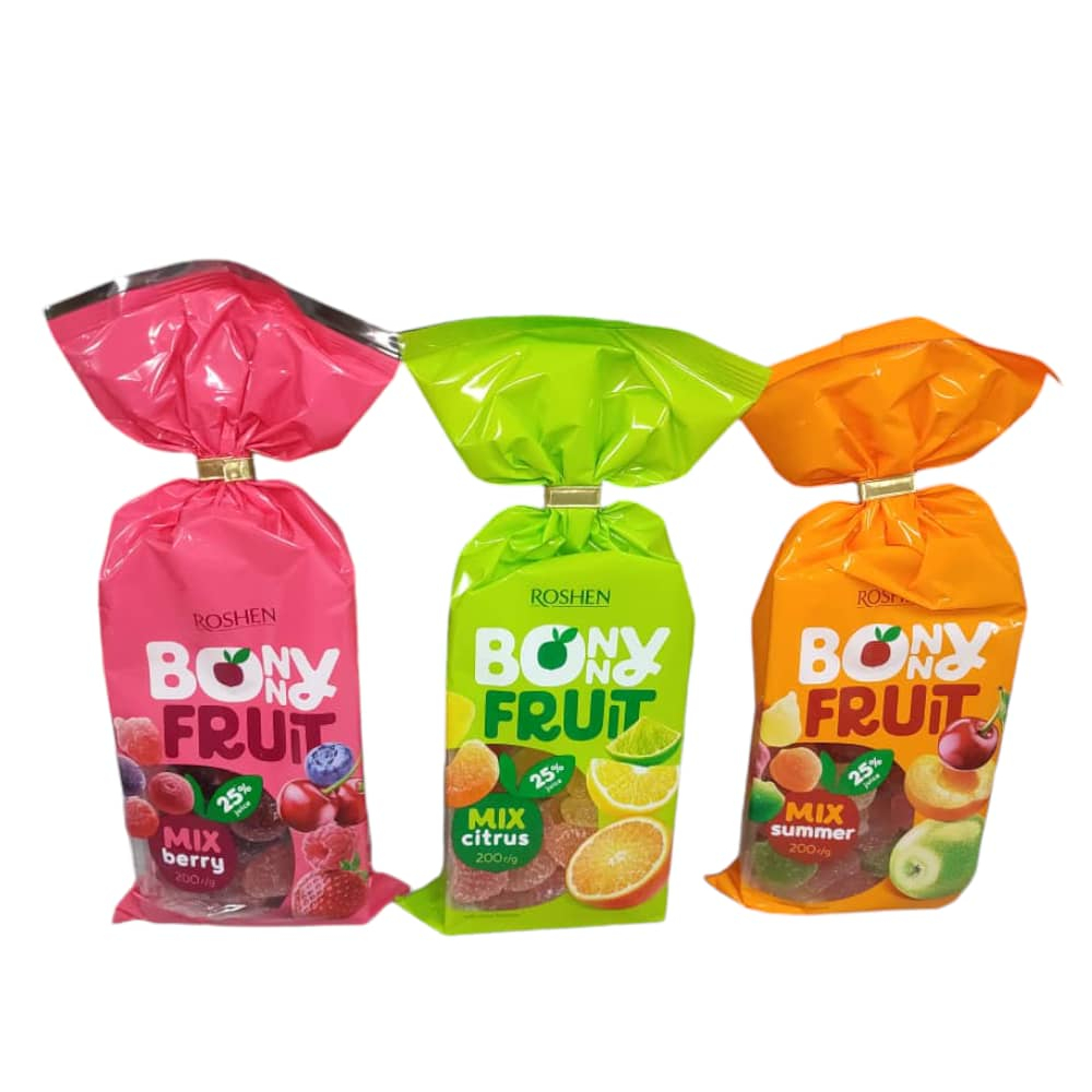 ROSHEN BONNY FRUIT MIX SUMMER/MIX CITRUS/MIX BERRY JELLY CANDT 200G ...