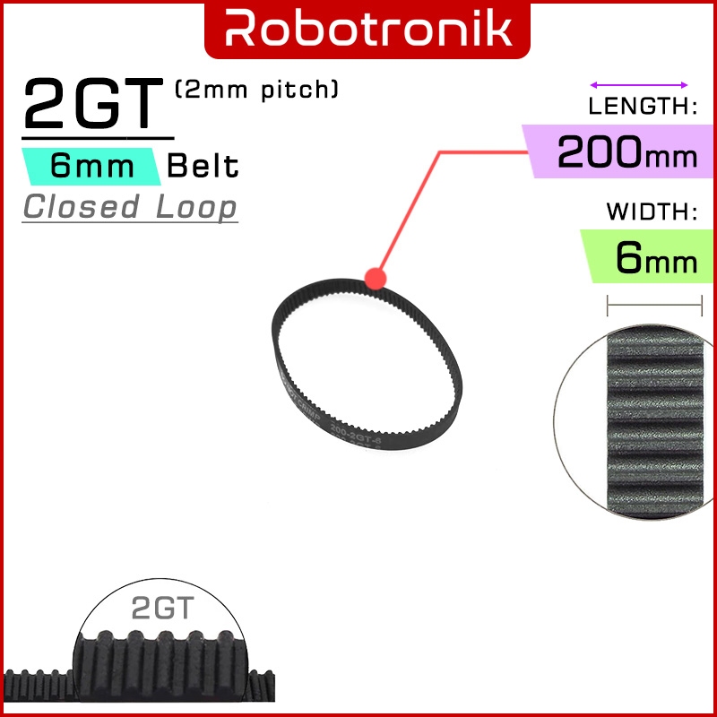 2GT Pulley & Belt (6mm Width) 3D Printer CNC Gear Timing Drive Belt ...