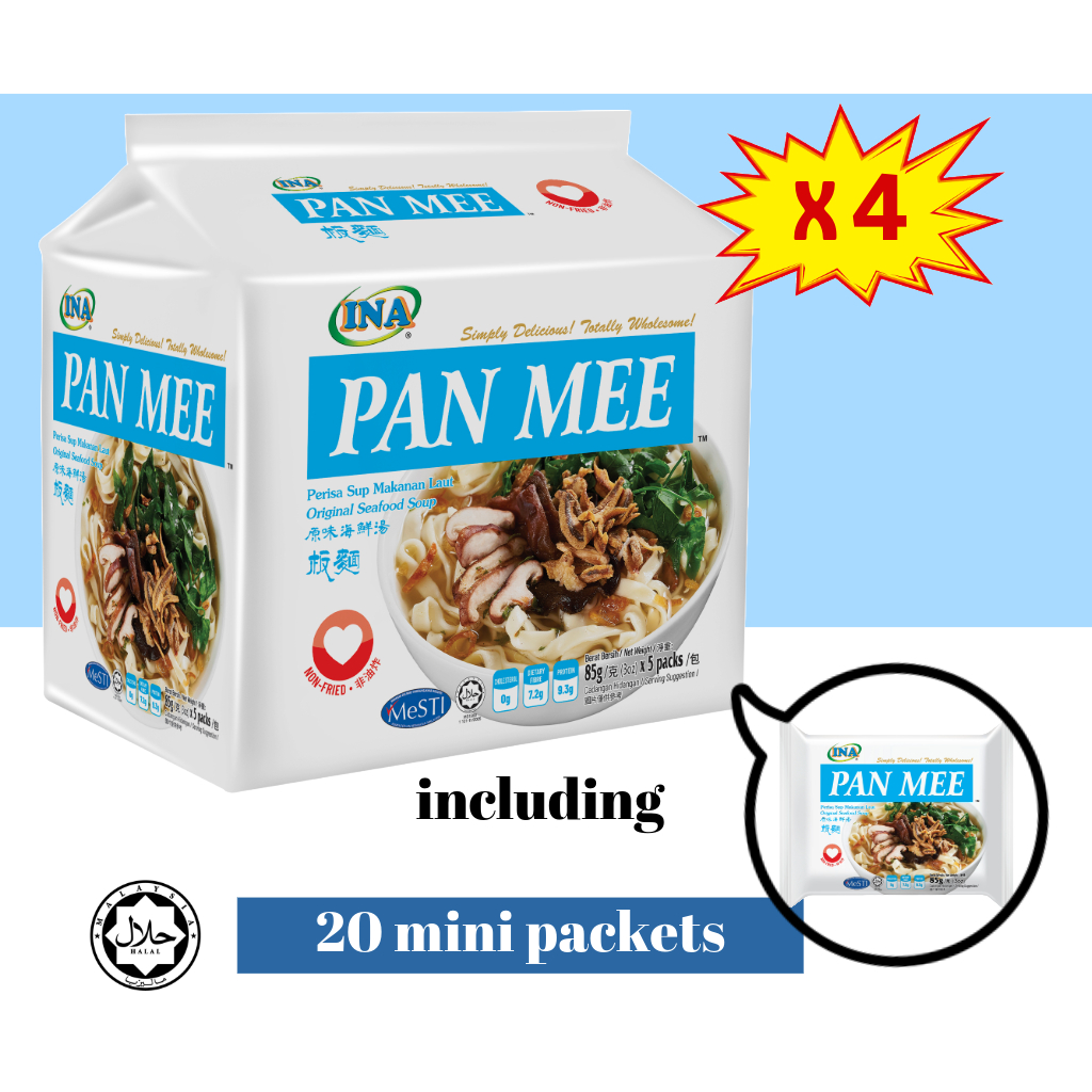 Value 4 Bags x INA PAN MEE INSTANT NOODLES ORIGINAL SEAFOOD SOUP ...