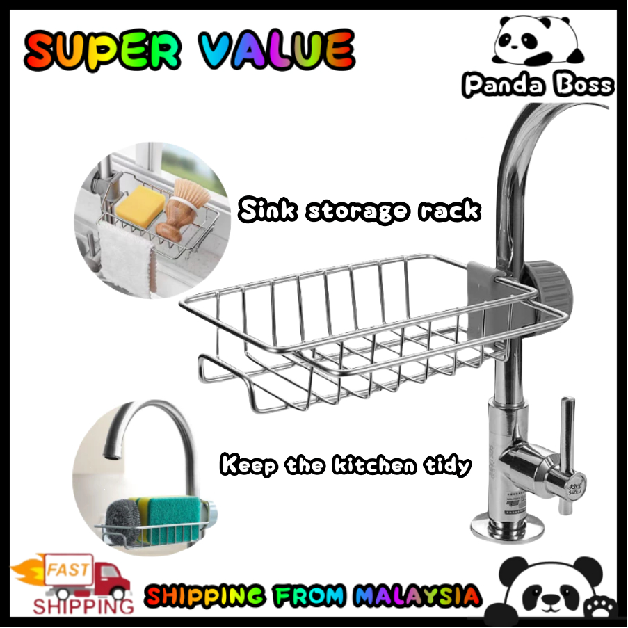 【Ready Stock】kitchen Stainless Steel Faucet Storage Sink Rack Sponge ...