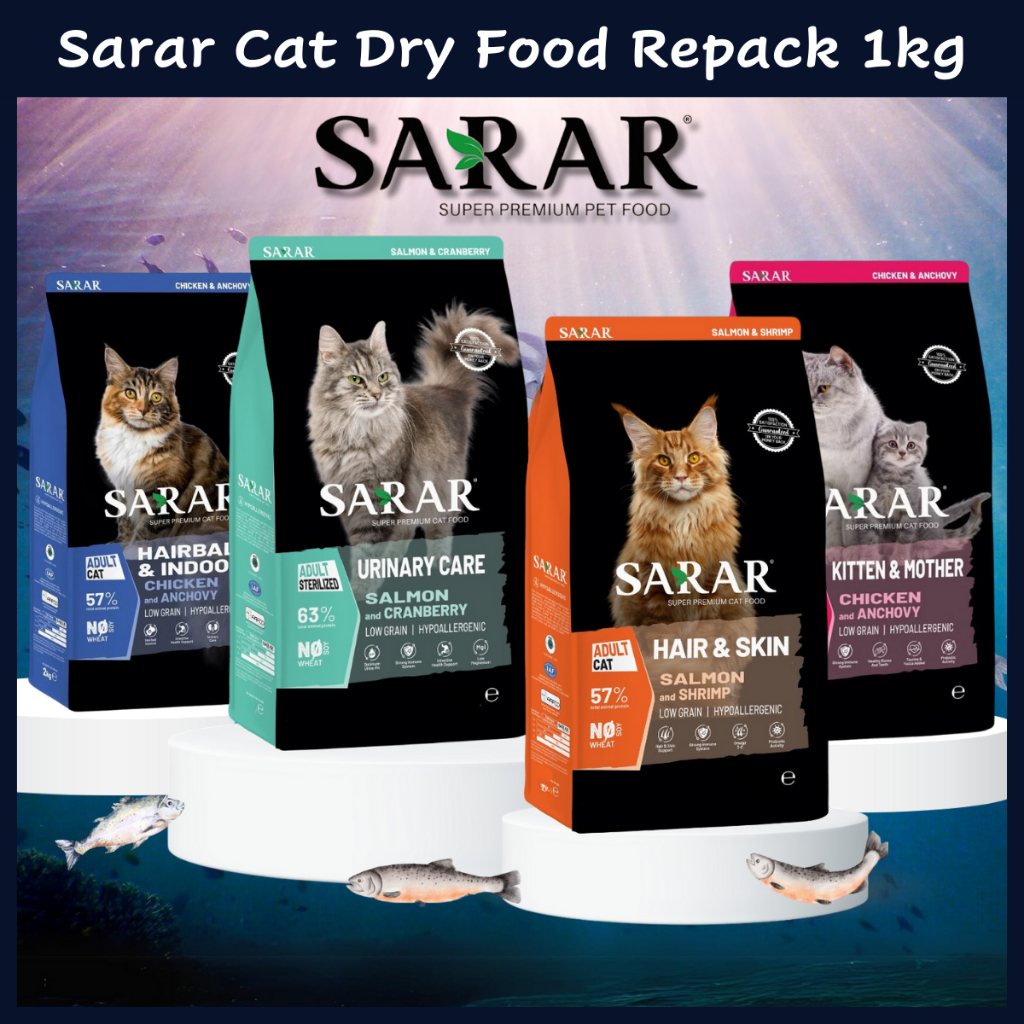 Sarar Cat Dry Food Repack 1kg Hair Skin Urinary Adult Kitten Indoor ...