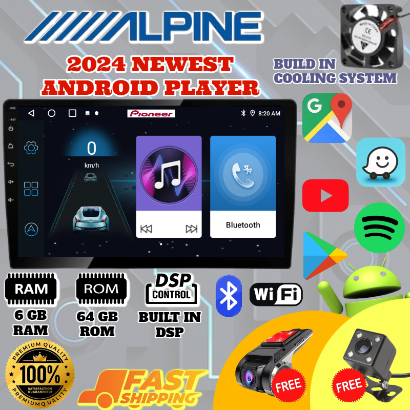 [6GB RAM+64GB ROM] (FREE DASHCAM+REVERSECAM) Alpine Android Player 9"10 ...