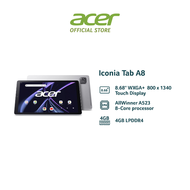 Acer Iconic Tab A8 8.68" WXGA+ 800 x 1340 Touch Display Android™ 14 (A8 ...