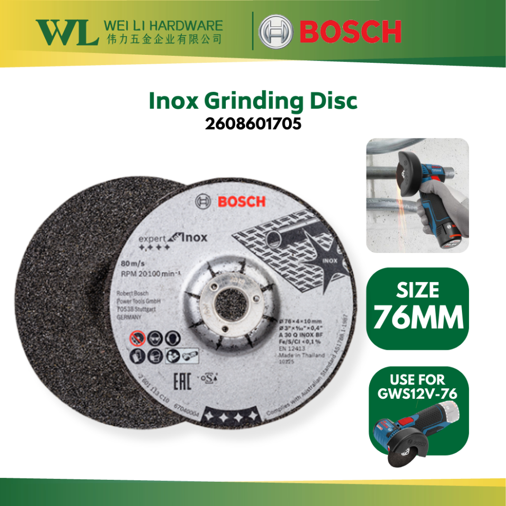 2PCS BOSCH 76mm 3" Inox Grinding Disc For GWS12V-76 2608601705 / Mata ...
