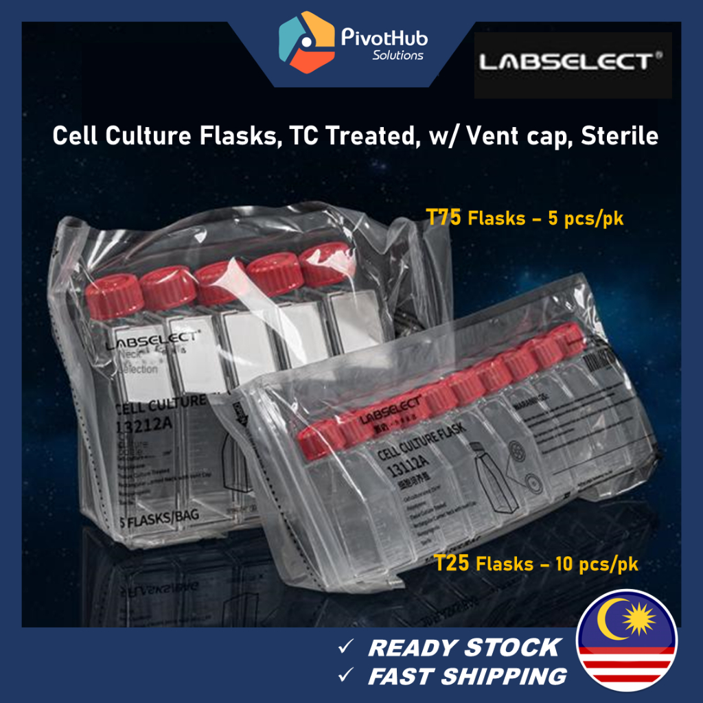 LABSELECT T25 T75 Cell Culture Flask TC treated with vent cap, 25cm2 75cm2 tissue culture flasks ...