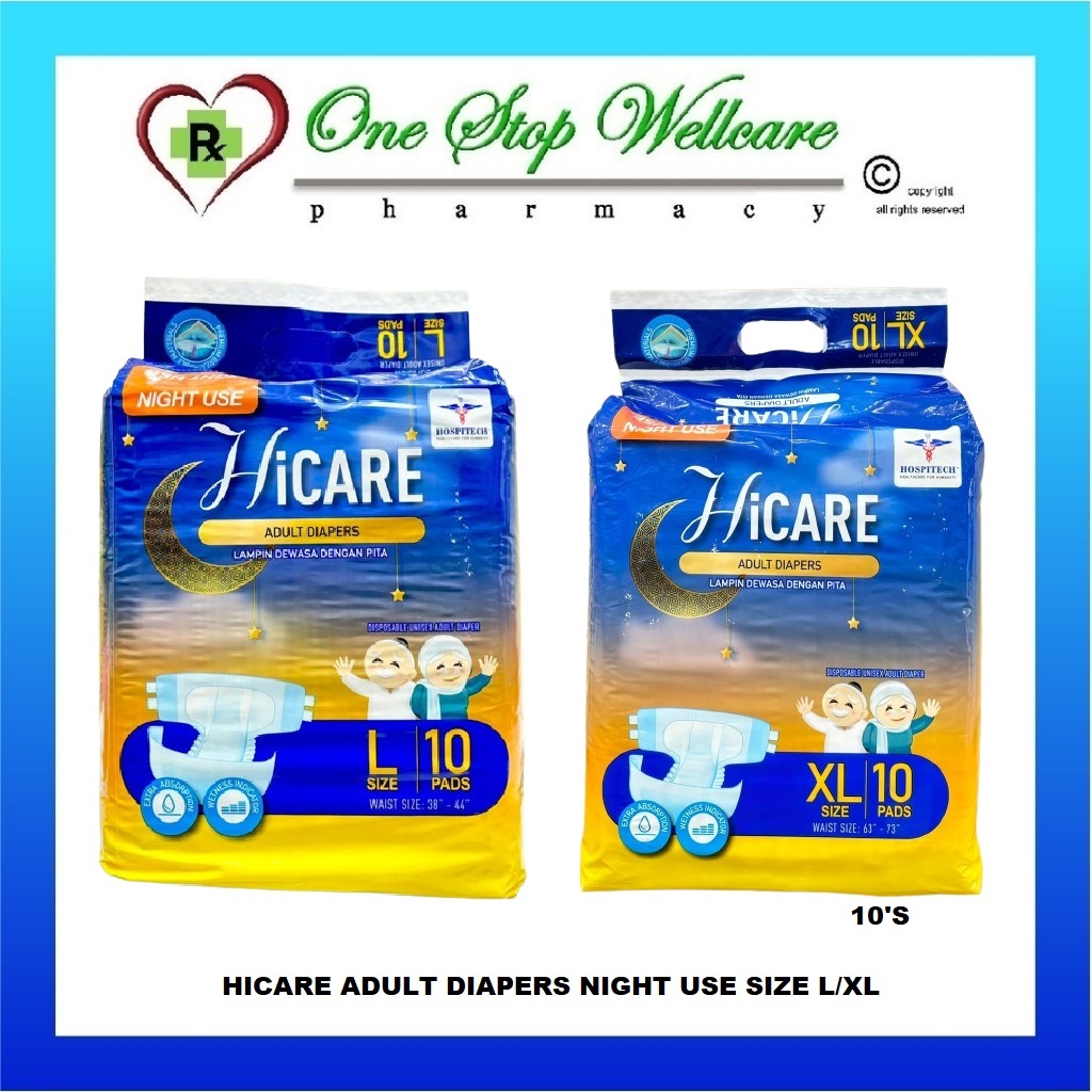 HICARE ADULT DIAPERS NIGHT USE SIZE L/XL 10'S | Shopee Malaysia