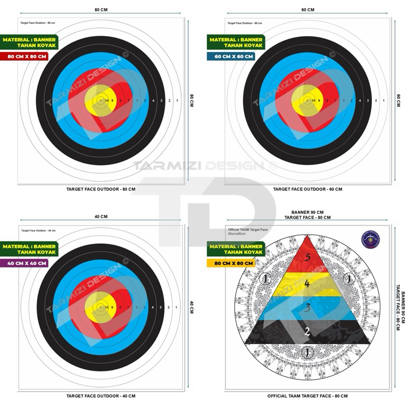 TARGET FACE ARCHERY RING 80CM / 60CM / 40CM / ATMA (TAHAN LASAK ...