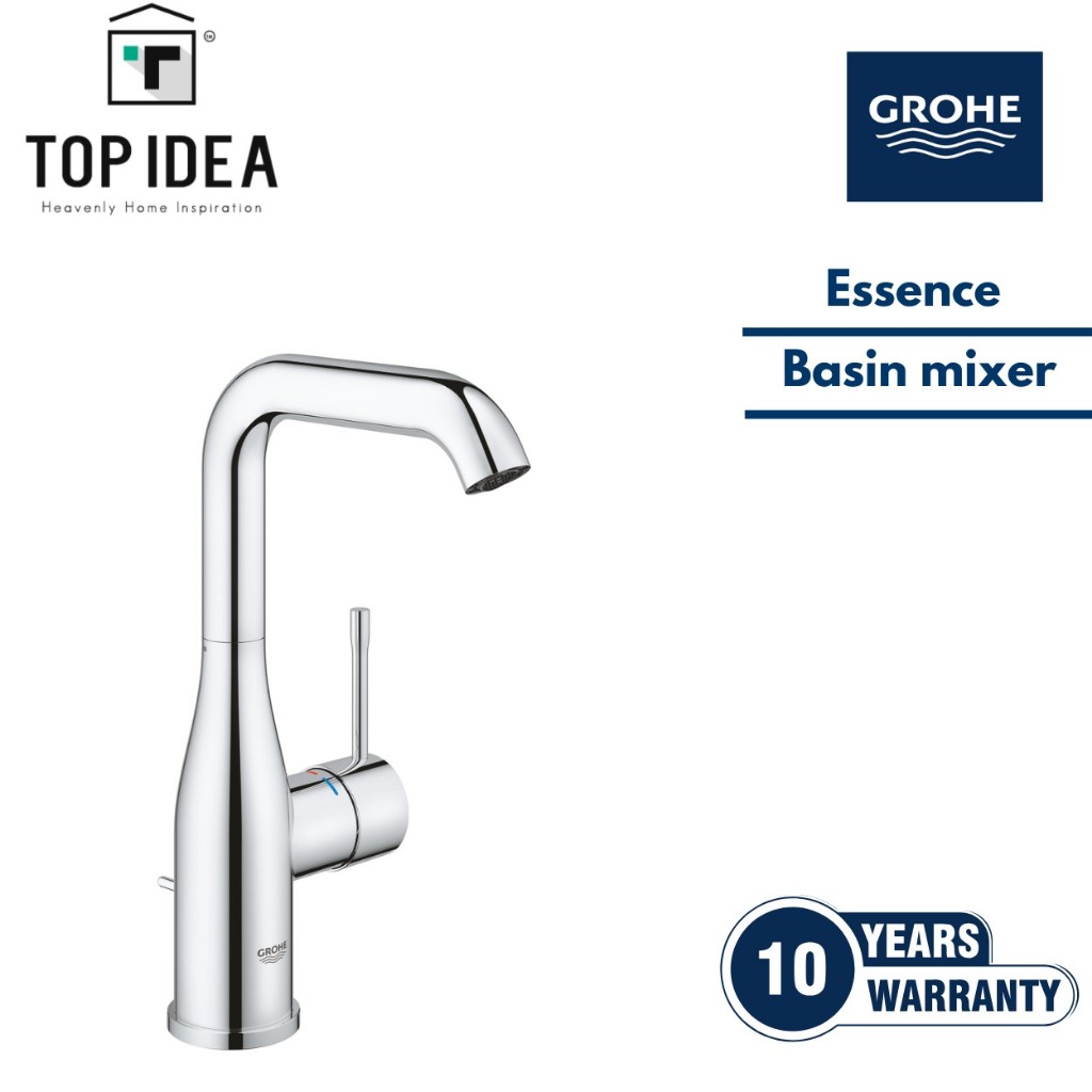 GROHE Essence Basin Mixer L-Size | Complete with Pop-up Waste | High ...