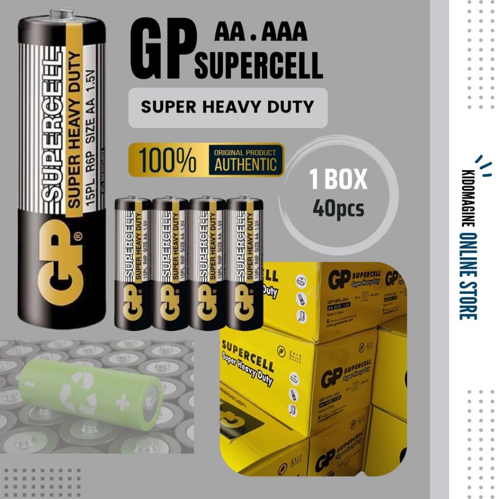 [1Box-40Pcs] GP Supercell Super Heavy Duty Long Lasting Genuine ...
