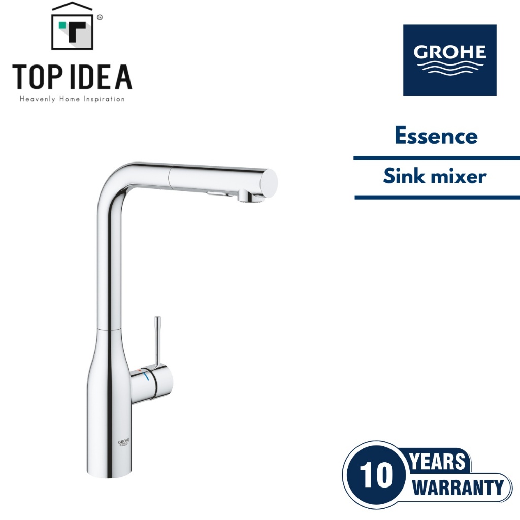 GROHE Essence Single Lever Kitchen Sink Mixer | Pull-Out Dual Spray ...
