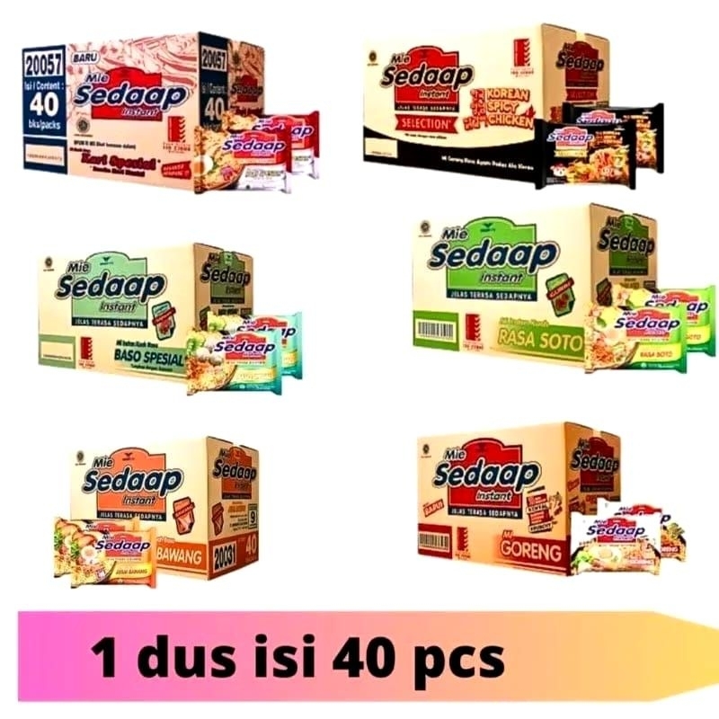 Mie Sedaap Mi instan Goreng Kuah Smua Varian Rasa Harga dus isi 40bks ...
