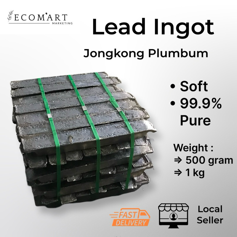 EComArt Lead Ingot [1KG/500gram] Jongkong Plumbum, Batu Ladung Pancing ...