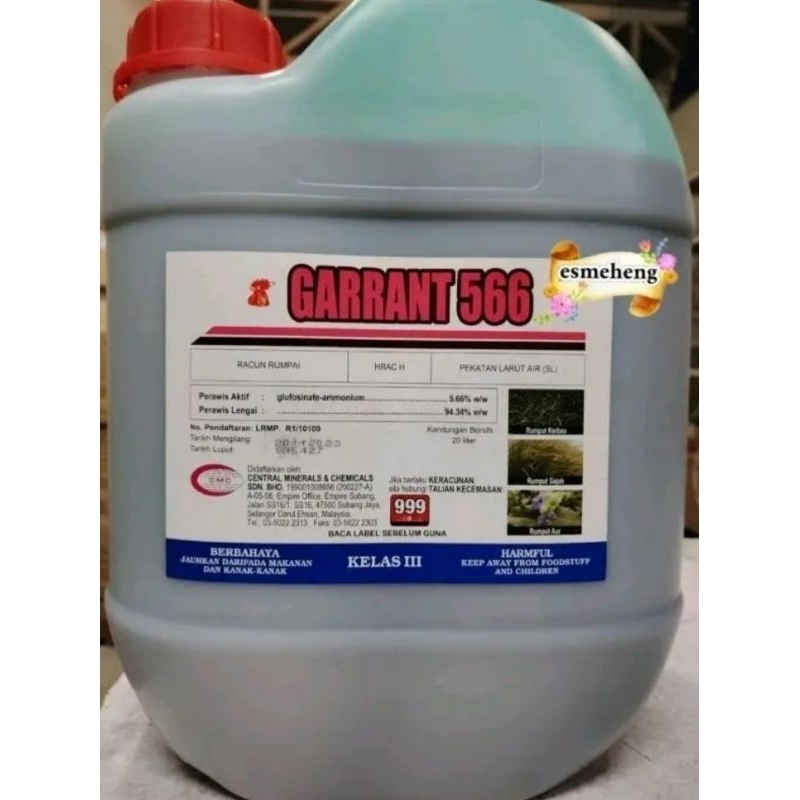 20L Garrant 566 / Fosinate / Racun Rumpai 3hari mati Tahan Lama / Cap ...
