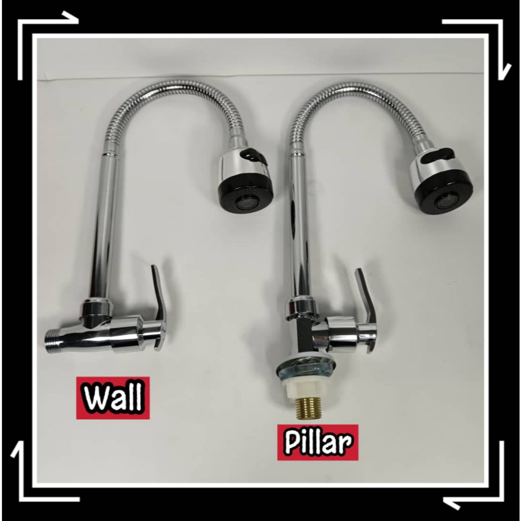 stainless steel kitchen faucet pillar or wall single mounted sink tap ...