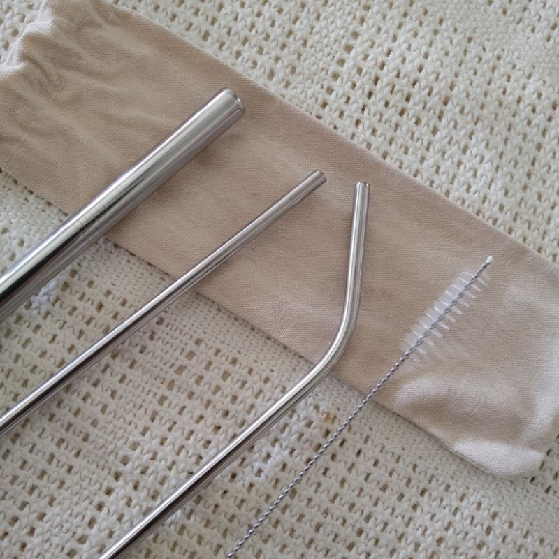 Stainless Steel Straw Set Drinking Straw , Bubble Tea Straw Eco ...