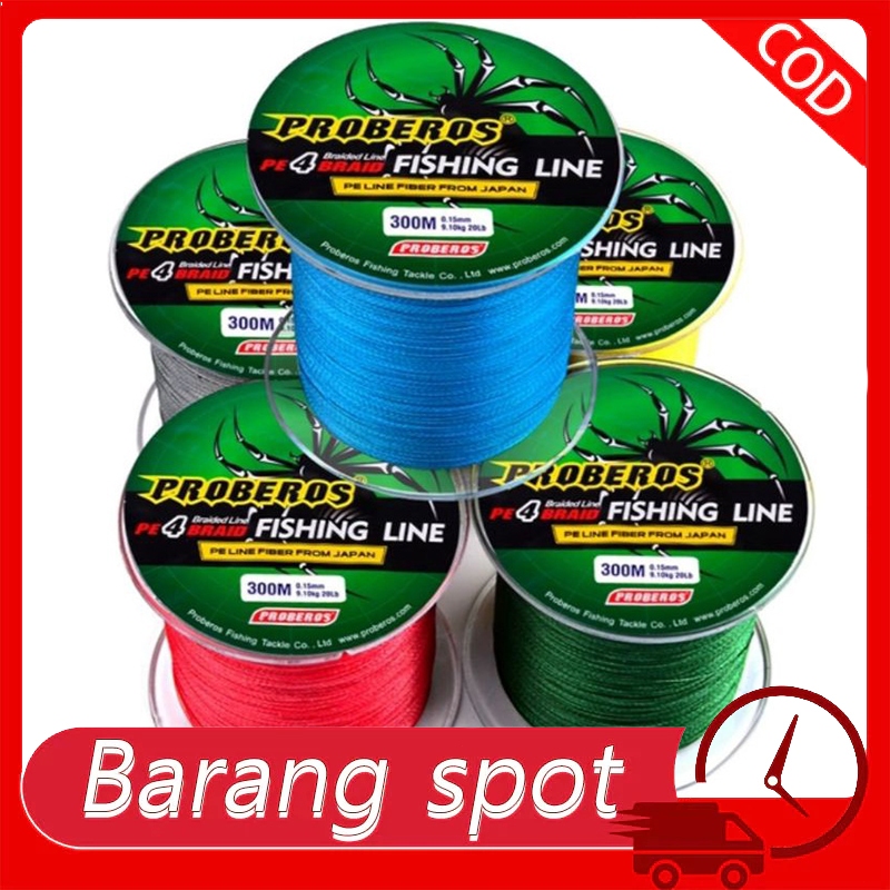 Proberos Braided Fishing Line PE 300M x4 Tali Pancing Benang Pancing ...