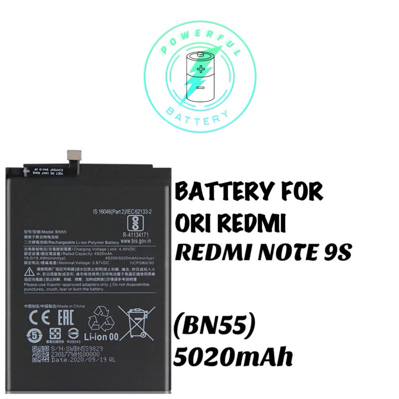 Battery For Ori Redmi Note 9S (BN55) 5020mAh | Shopee Malaysia