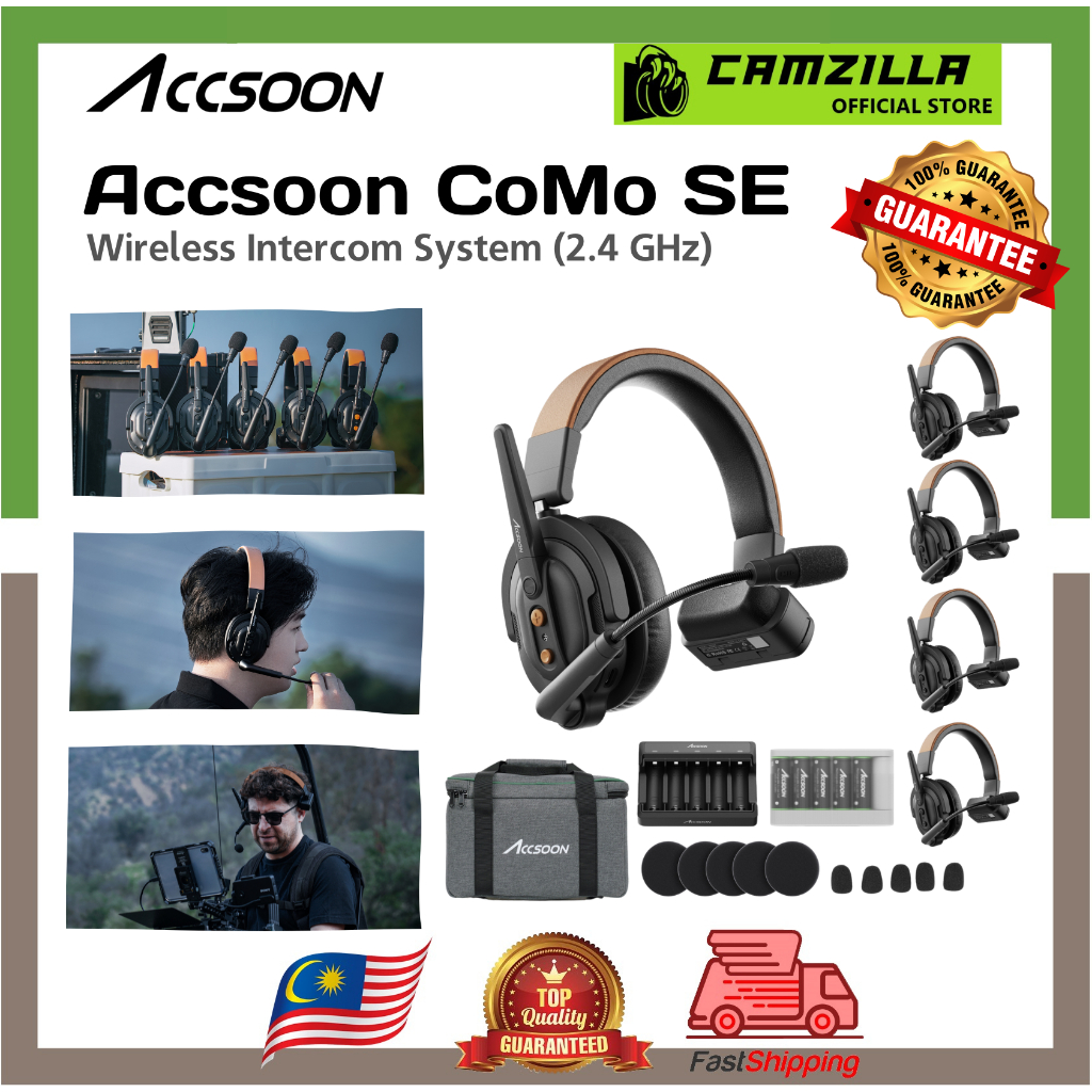 Accsoon CoMo SE Full-Duplex 5-Person Wireless Intercom System (2.4 GHz ...