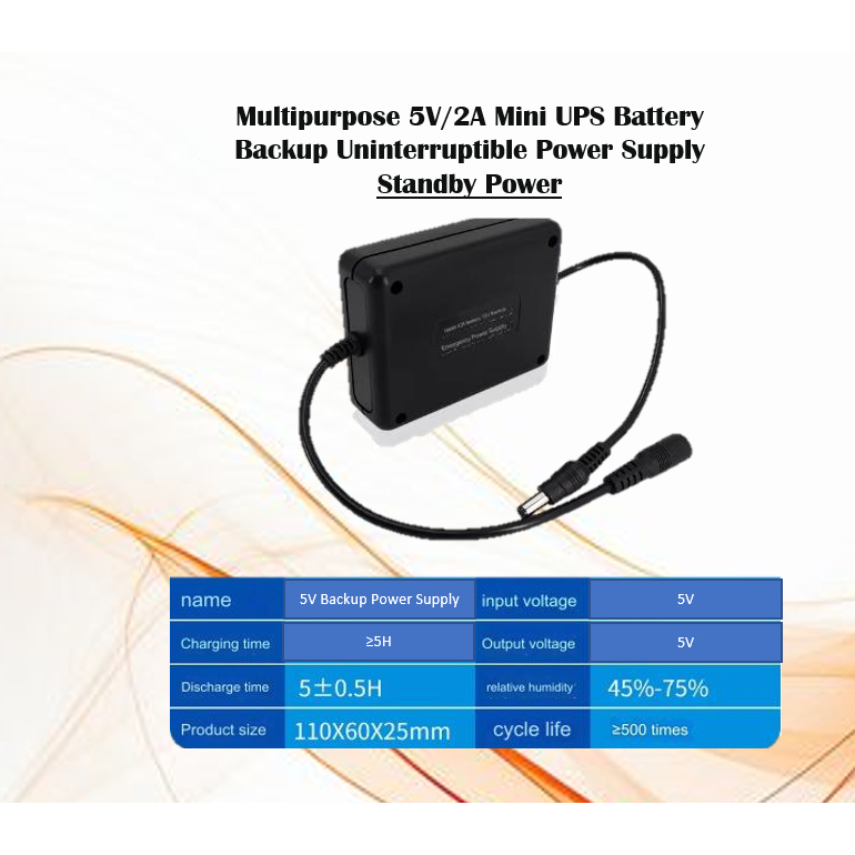 Multipurpose 5V/2A Mini UPS Rechargeable Lithium Battery Backup ...