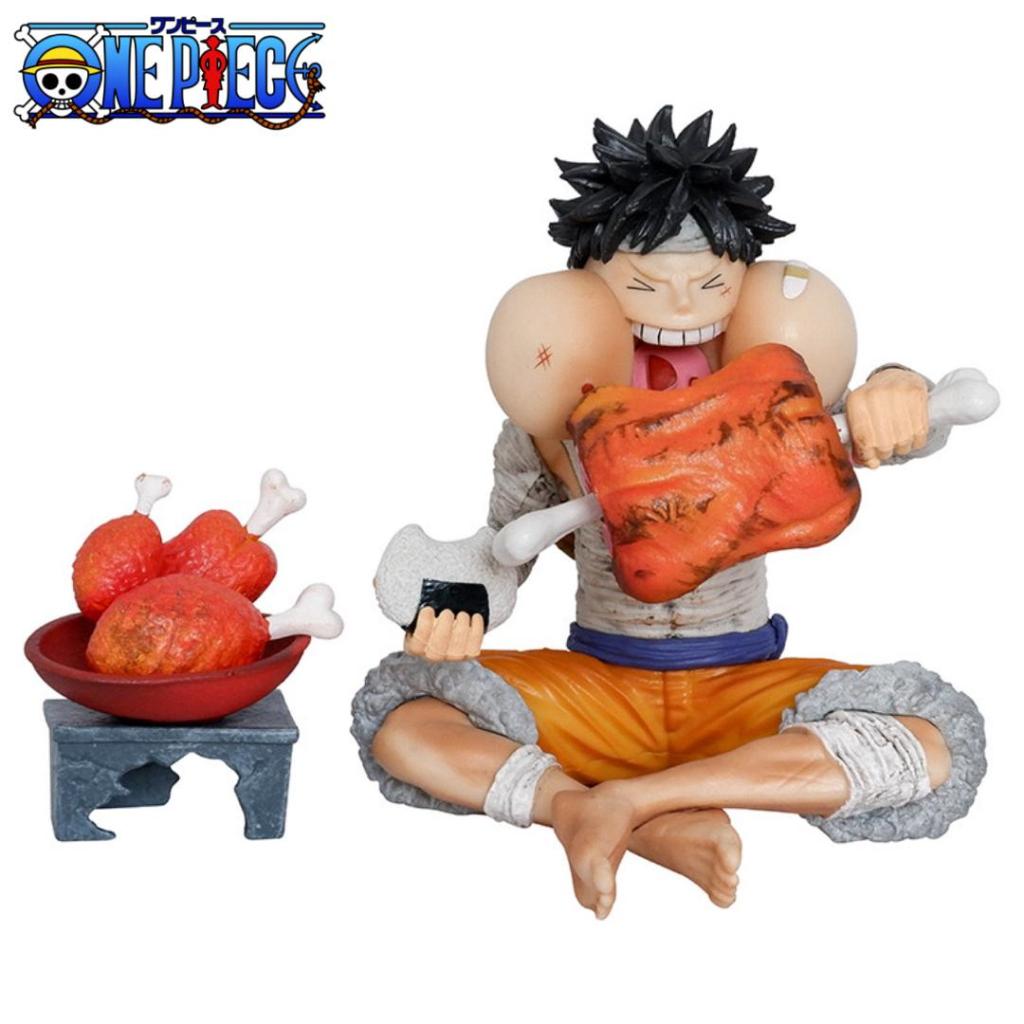 One Piece Monkey D. Luffy Eat Meat Sitting Wings 12cm Action Figure ...