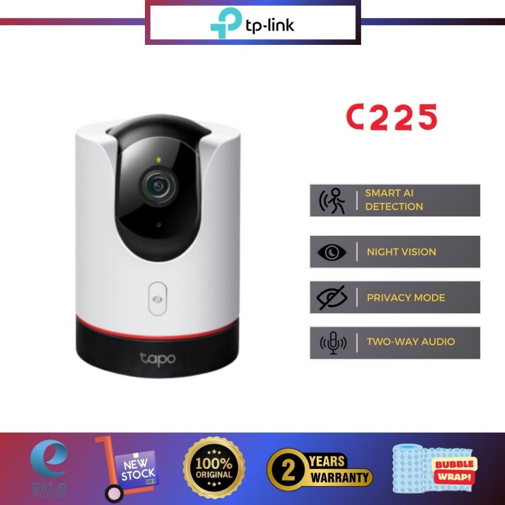 TP-Link Tapo C225 2K QHD 4MP F1.6 Aperture Pan & Tilt Smart AI Home Security Wi-Fi Surveillance ...
