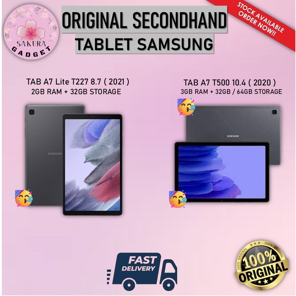 ORIGINAL SECONDHAND SAMSUNG TABLET A7 Lite T227 8.7 ( 2021 ) | TABLE A7 T500 10.4 ( 2020 ...