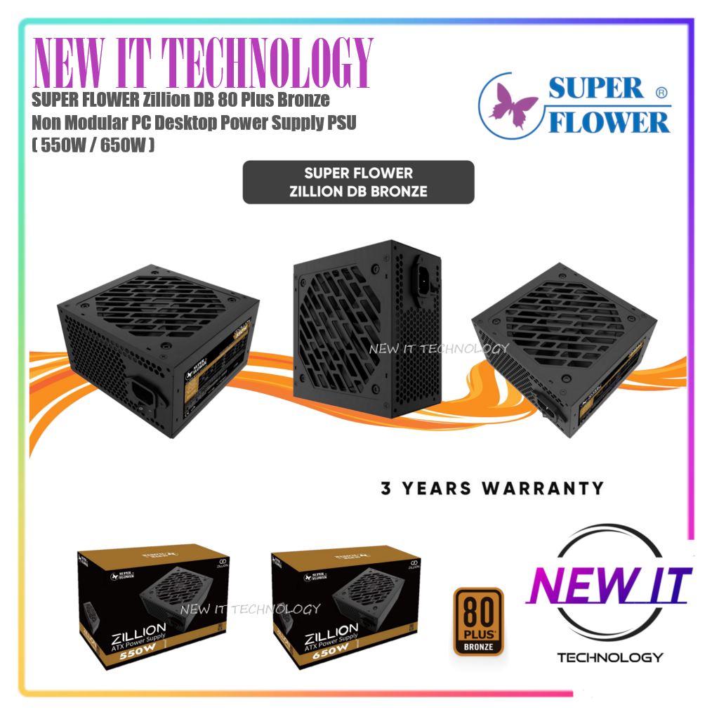 SUPER FLOWER Zillion DB 80 Plus Bronze Non Modular PC Desktop Power ...