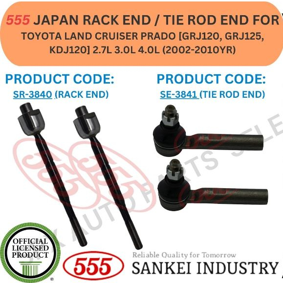 555 GENUINE JAPAN TIE ROD END, RACK END FOR TOYOTA LAND CRUISER PRADO ...