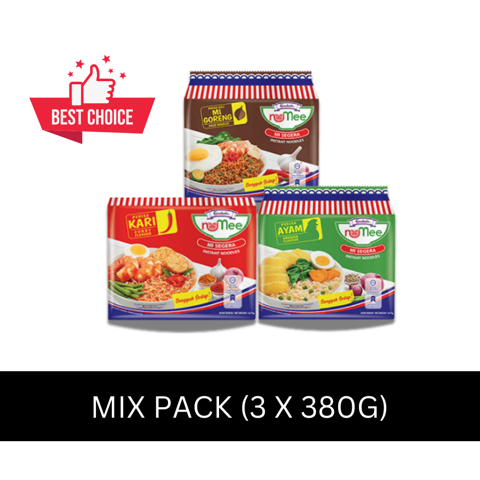 NuMEE INSTANT NOODLES MIX FLAVOUR PACK ( 3 PACK X 380GM) (1 PACK X 5 ...