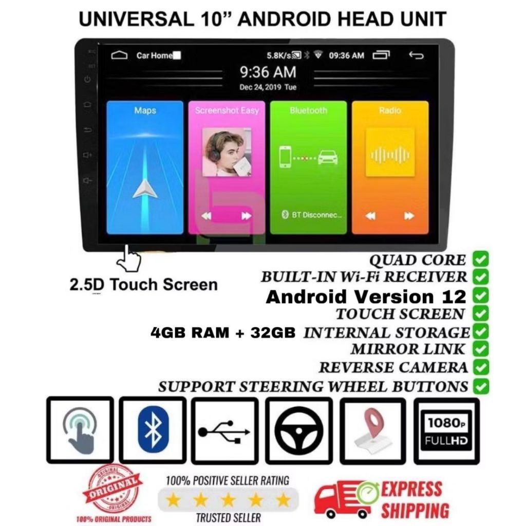 [FreeGift] Lenco Car Android Player 10" 4GB+32GB 2.5D Full HD IPS Car ...