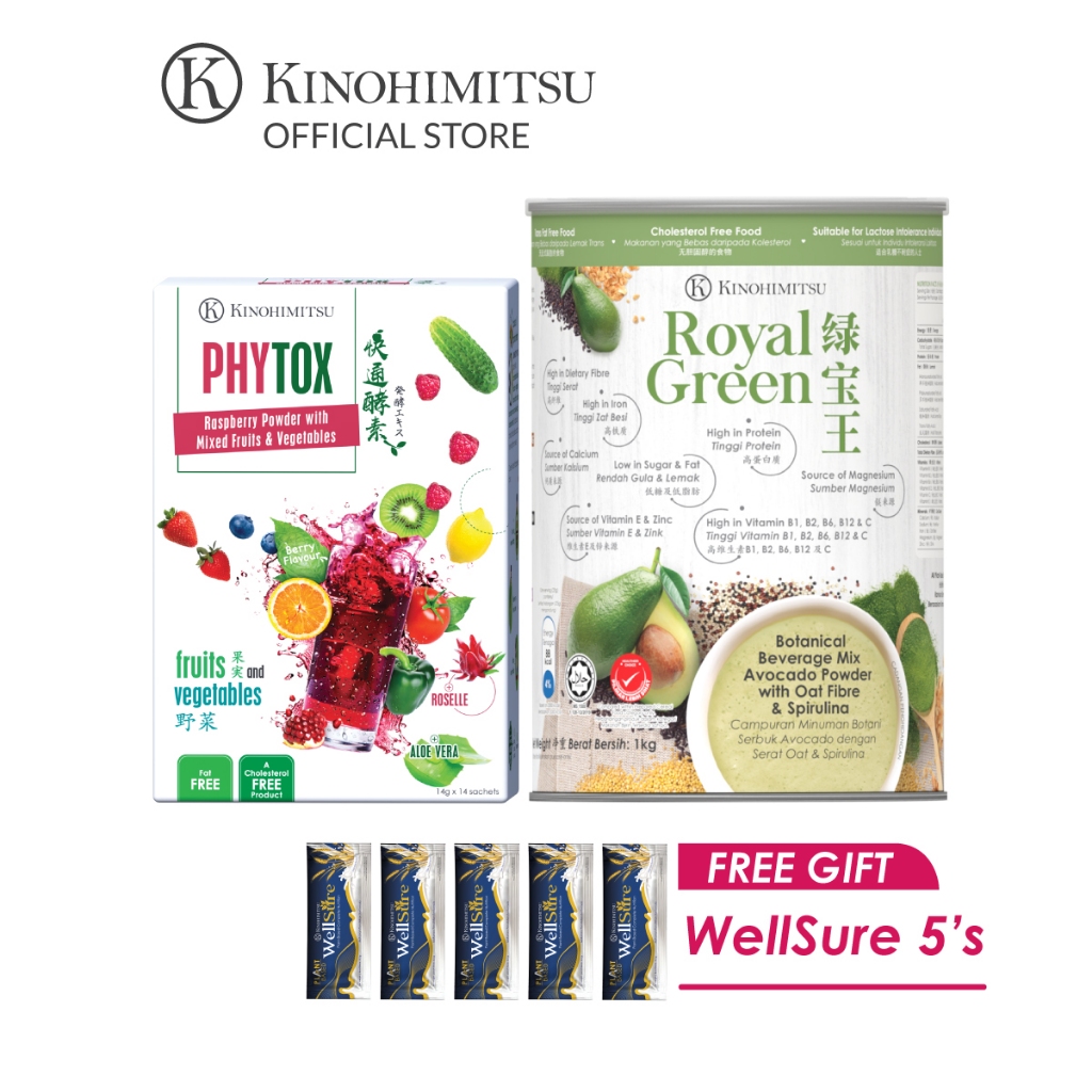 [KOMBO EKSKLUSIF] Kinohimitsu Royal Green (1kg) + Phytox (14s) [PERCUMA ...