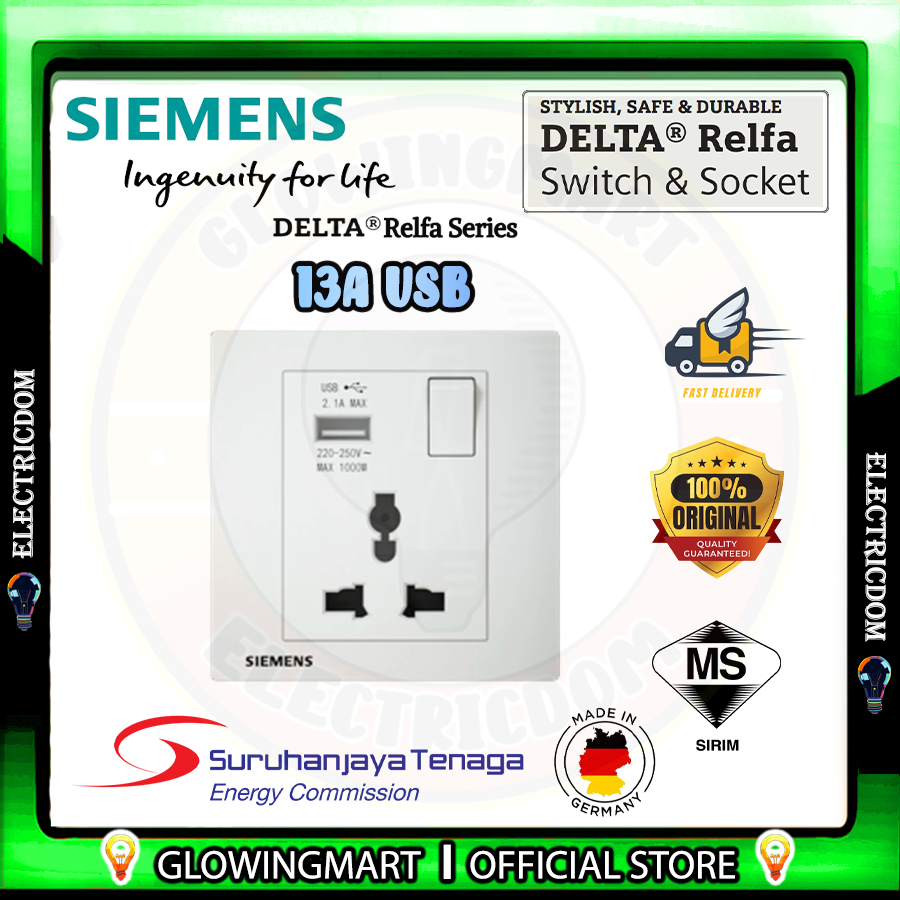 SIEMENS DELTA® Relfa SERIES 13A 1 GANG INTERNATIONAL SWITCHED SOCKET ...