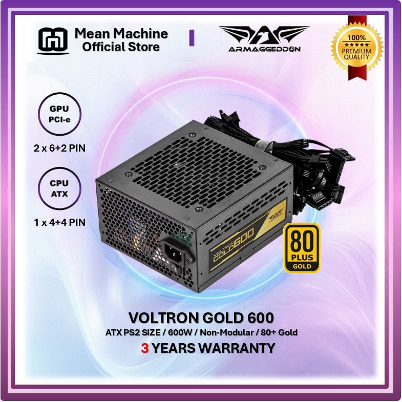 ARMAGGEDDON VOLTRON GOLD 600W 80 Plus 80+ Gold Non-Modular Gaming PSU Power Supply Unit | Shopee ...