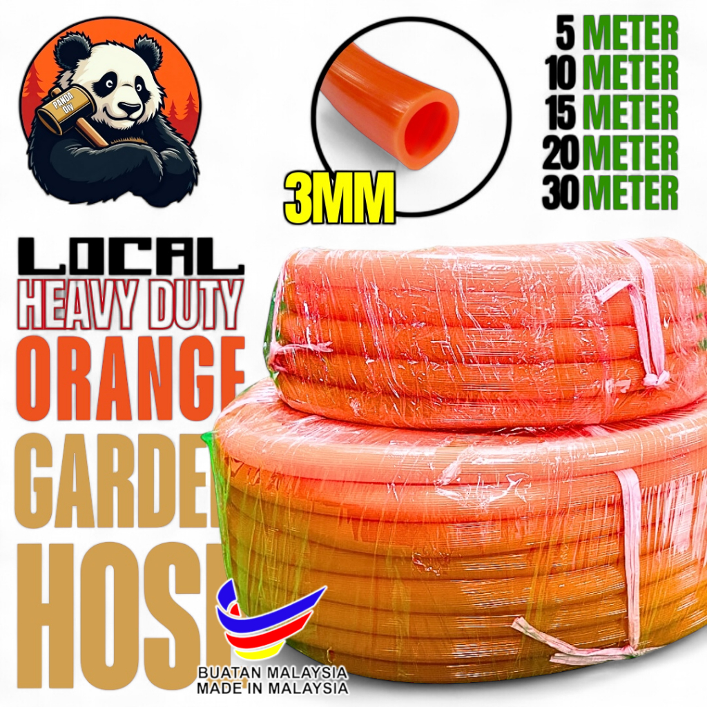 🐼【LOCAL】 3MM HEAVY DUTY Orange Garden Hose / Paip Getah Hos Getah Heavy ...