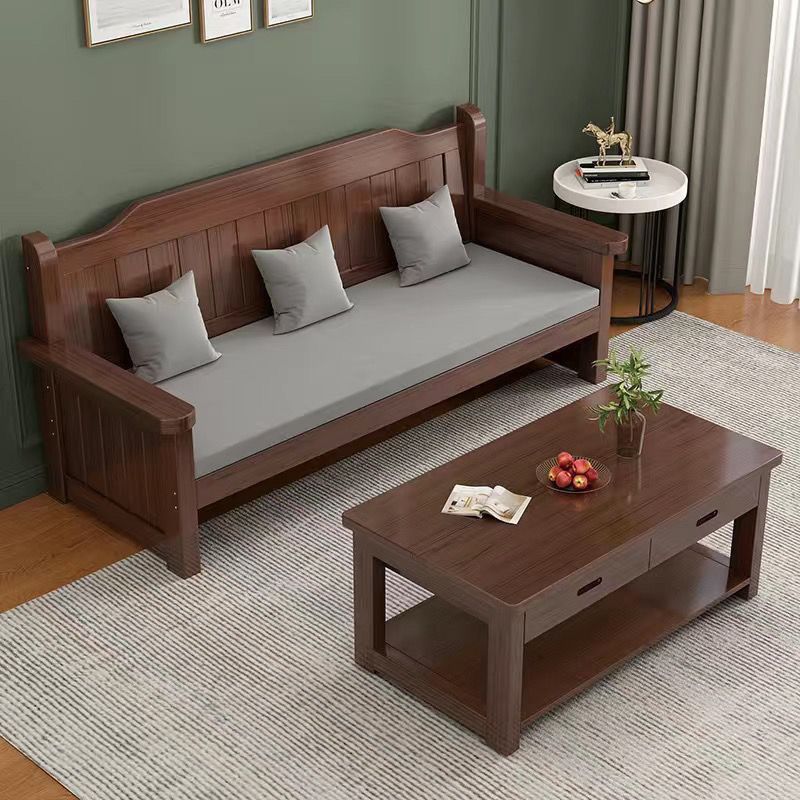 Solid Wood Sofa Combination Living Room Three-person Balcony Leisure ...