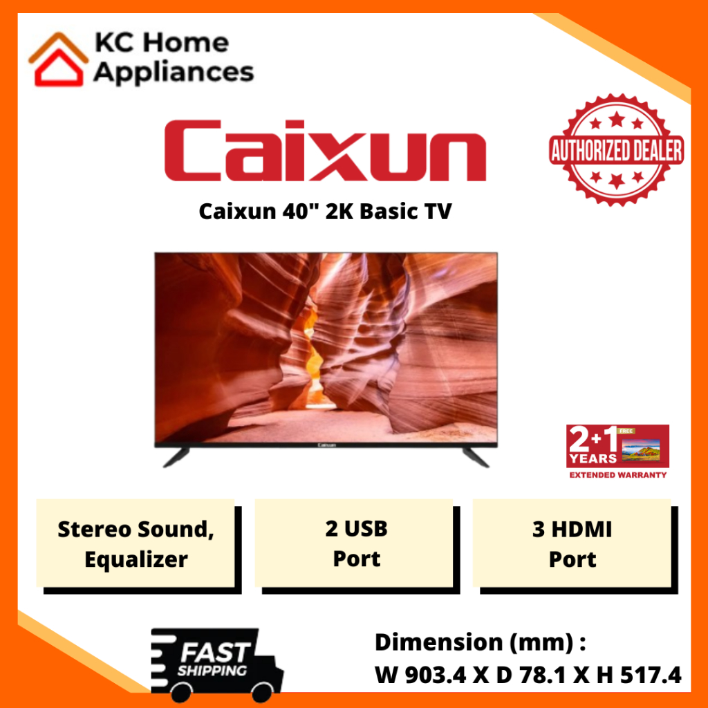 Caixun 40" 2K Basic TV | Dolby Audio | Stereo Sound | 3 HDMI Port ...