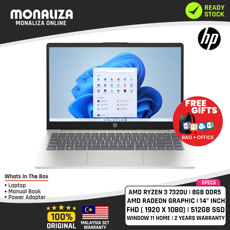 HP Laptop (14-EM0046AU) AMD RYZEN 3 7320U AMD RADEON GRAPHICS | Shopee ...