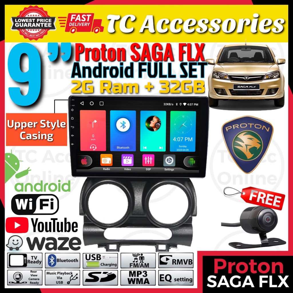 (Proton SAGA BLM / SAGA FLX) 9" Android 2-DIN Car Player IPS Screen 2GB ...