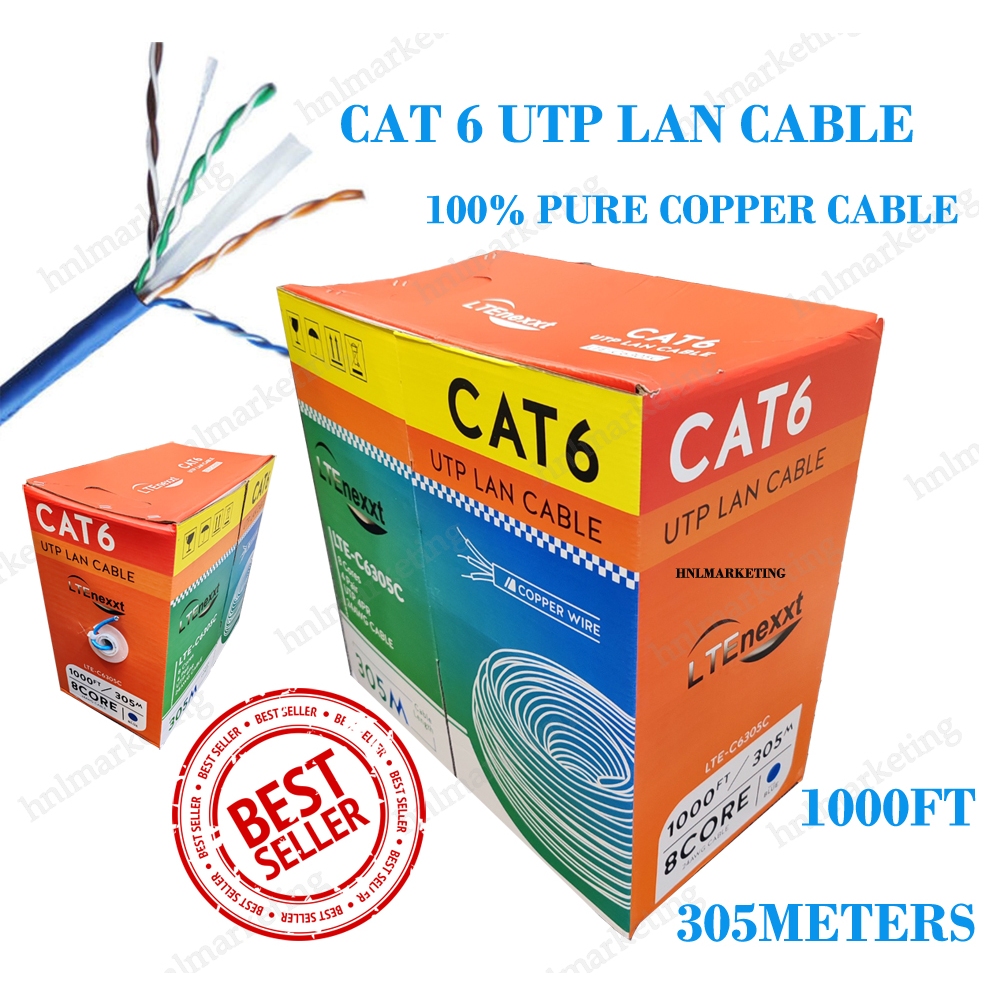 LTE NEXXT CAT6 LAN CABLE 8CORE 4PAIR UTP 24AWG PURE COPPER NETWORK ...