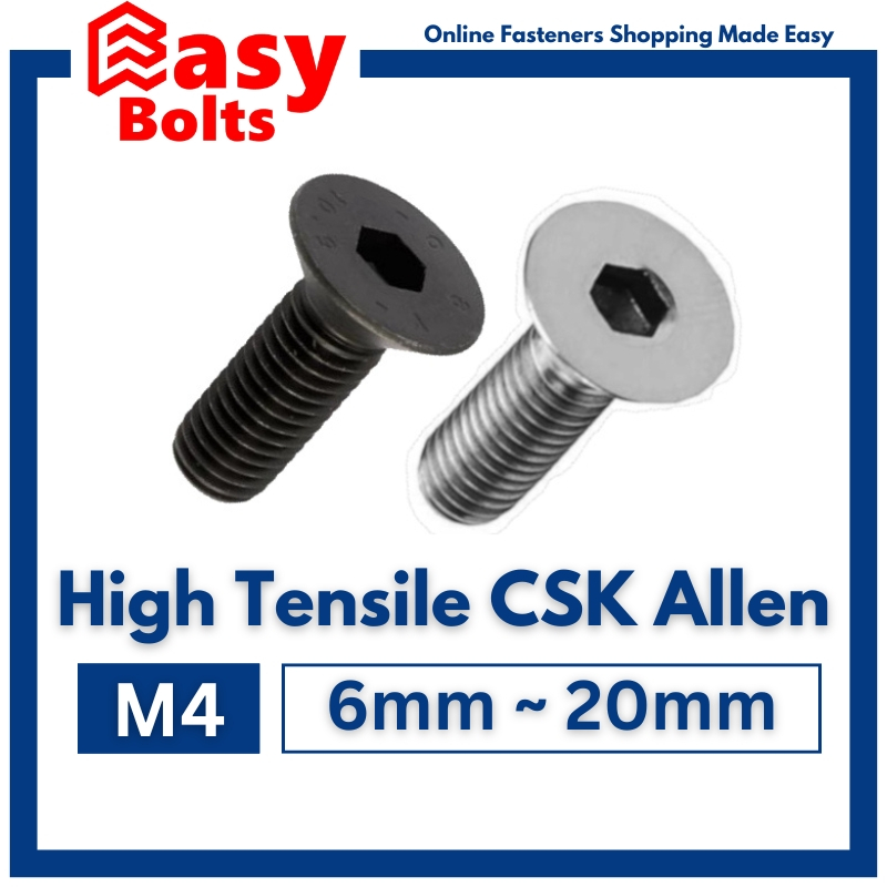 HT CSK Allen Screw - M4 x 6mm ~ 20mm (Coarse Thread Pitch 0.7mm) (High ...